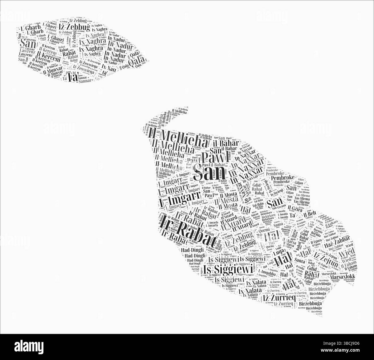 Malta Text Style Regions. Country region names word clouds in Maltese ...