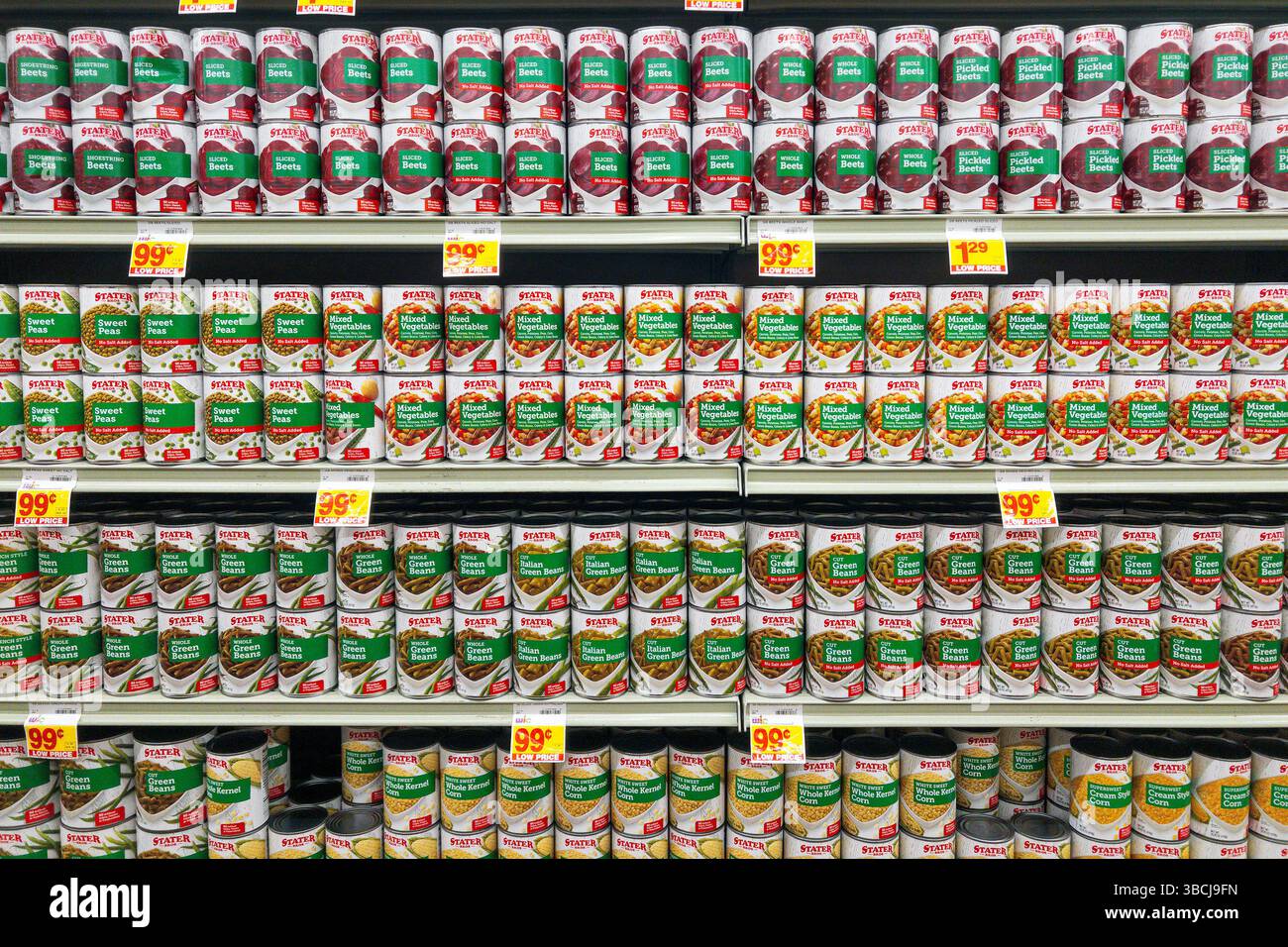 Victorville, CA, USA - May 13, 2025: Display of store brand vegetable ...
