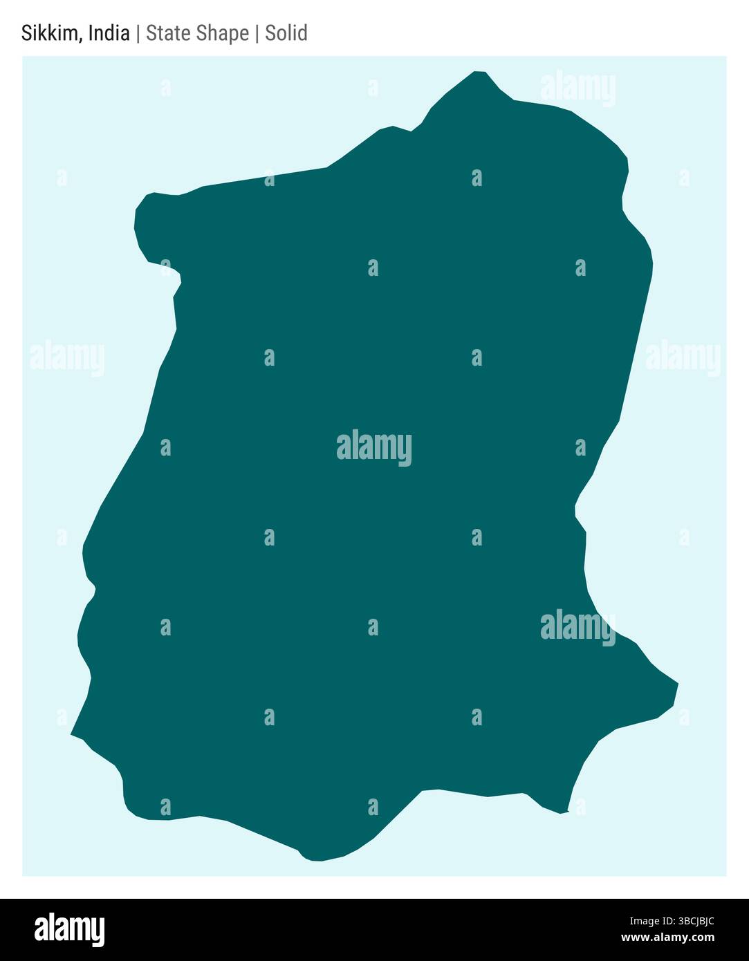 Sikkim, India. Simple vector map. State shape. Solid style. Border of ...