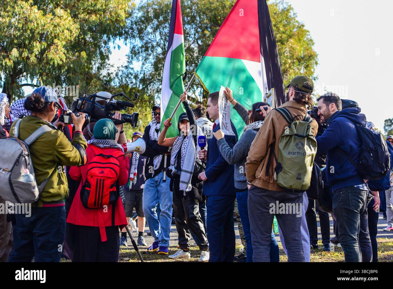 Melbourne, Australia. 18th May, 2025. Pro-Palestinian supporters seen ...