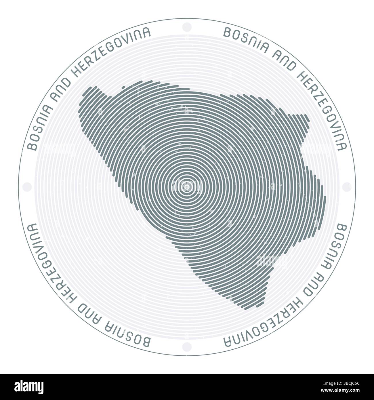 Bosnia shape radial arcs. Country round icon. Bosnia logo design poster ...