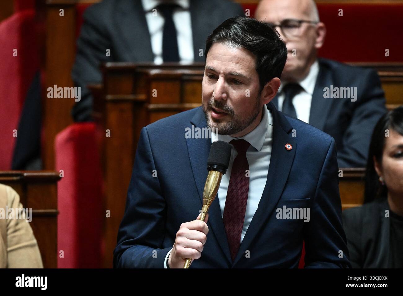 Paris, France. 20th May, 2025. French MP for the "UDR" group Matthieu Bloch speaks during a ...