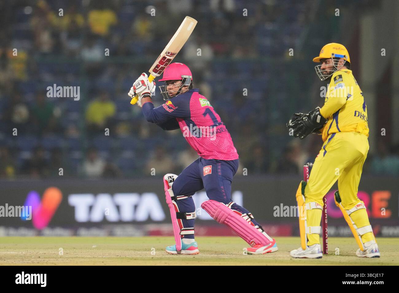 Rajasthan Royals' Vaibhav Suryavanshi plays a shot during the Indian ...
