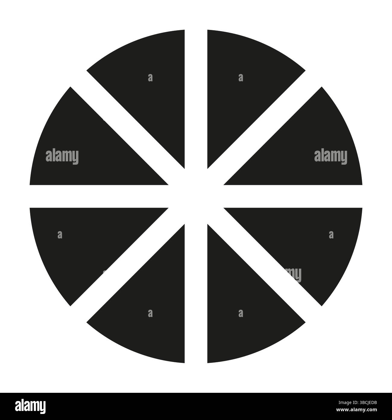 Pie chart template. Segmented chart. Sectors divide the circle on eight ...