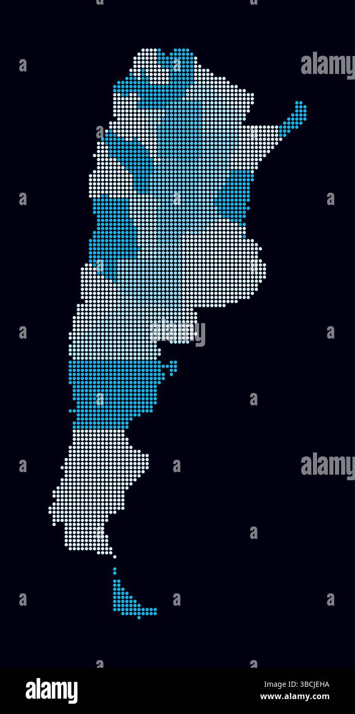 Argentina dotted map. Digital style map of the country on a dark ...