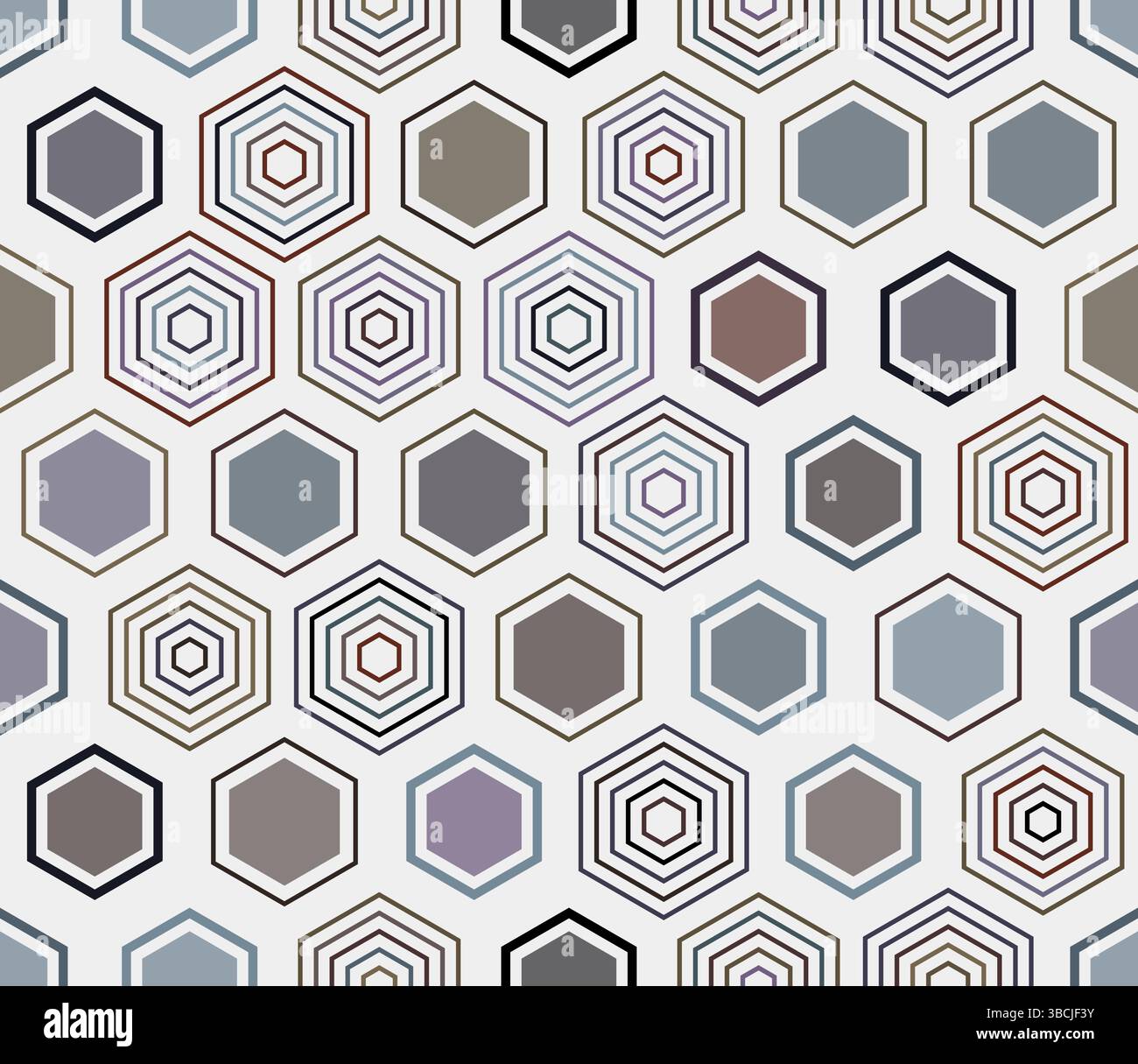 Tileable geometric pattern. Geometric shapes of varied style and color. Large hexagon shapes ...
