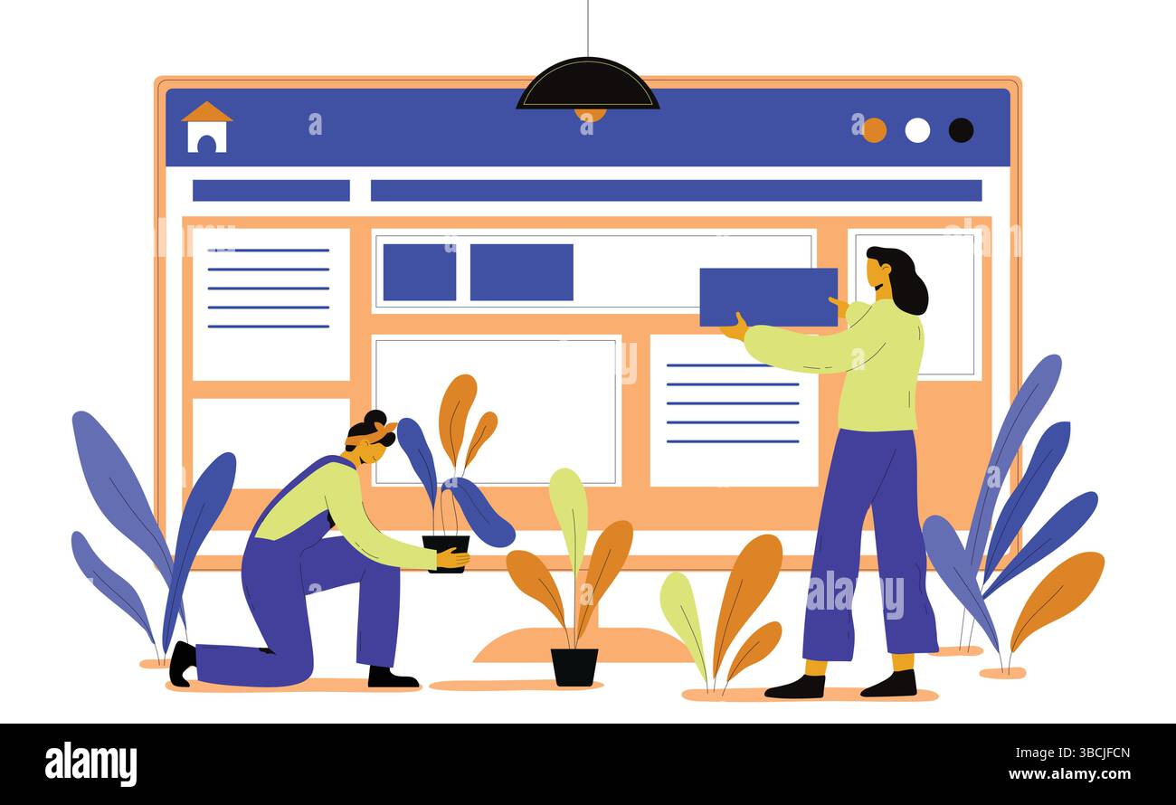 Modern Web Interface Design, Flat Illustration of Web Development ...