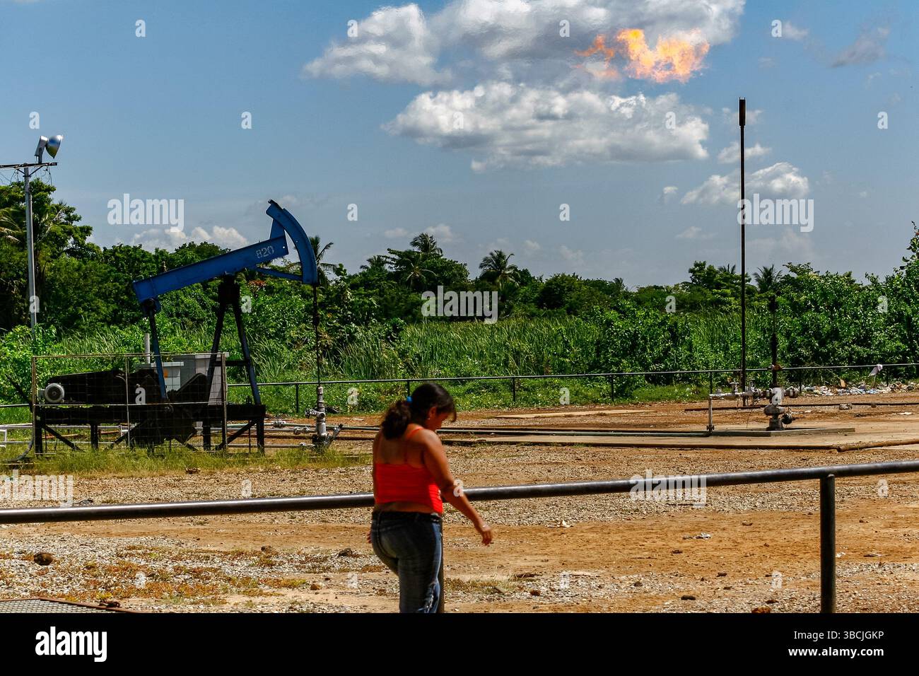 Cabimas, Zulia, Venezuela. 29-11-2025. An oil pump is seen next to a ...