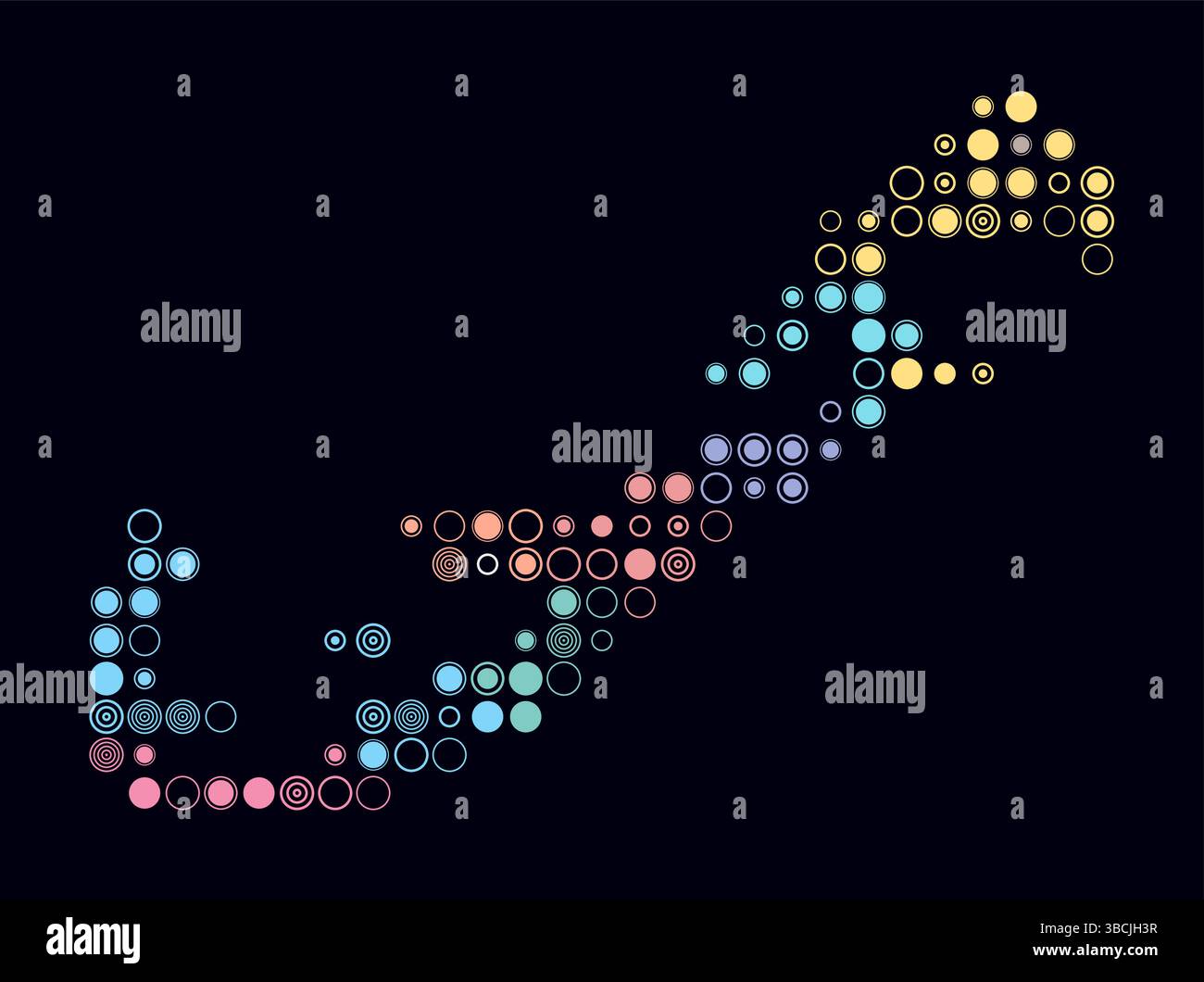 Bermuda, shape of the country built of colored cells. Digital style map ...