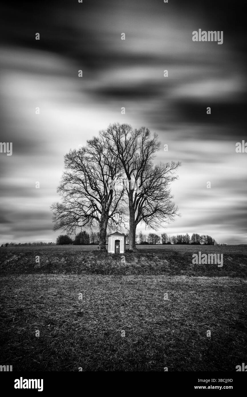 Chapel and landscape Black and White Stock Photos & Images - Alamy