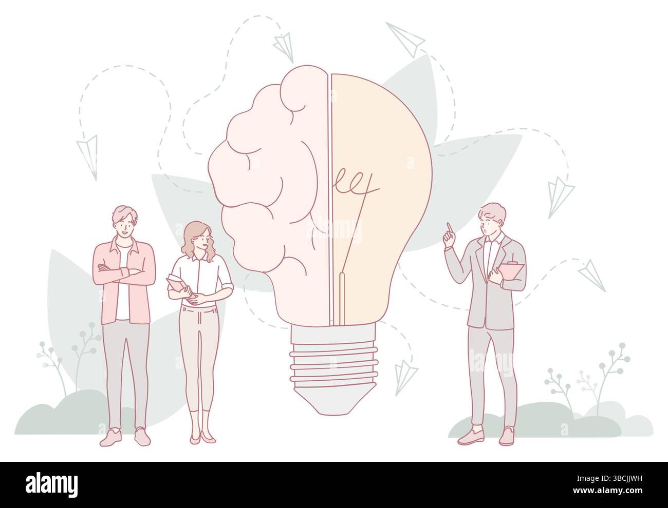 An illustration showing teamwork with a lightbulb and diverse ...