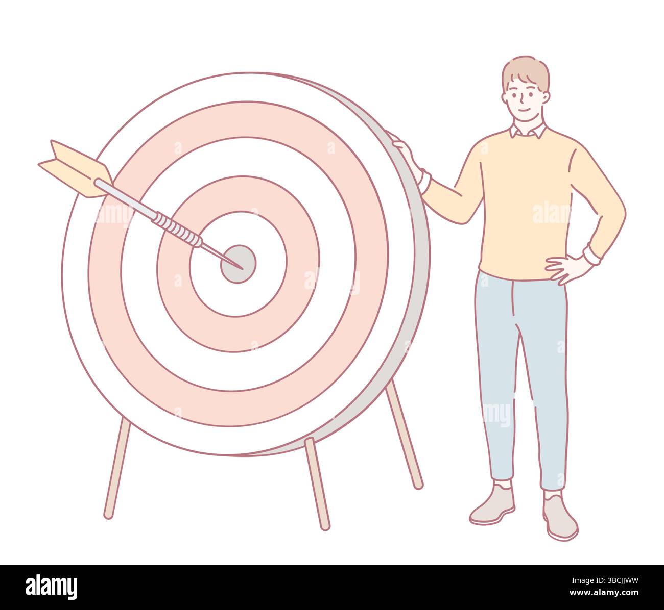An illustration of a person with a target, symbolizing goal setting and ...