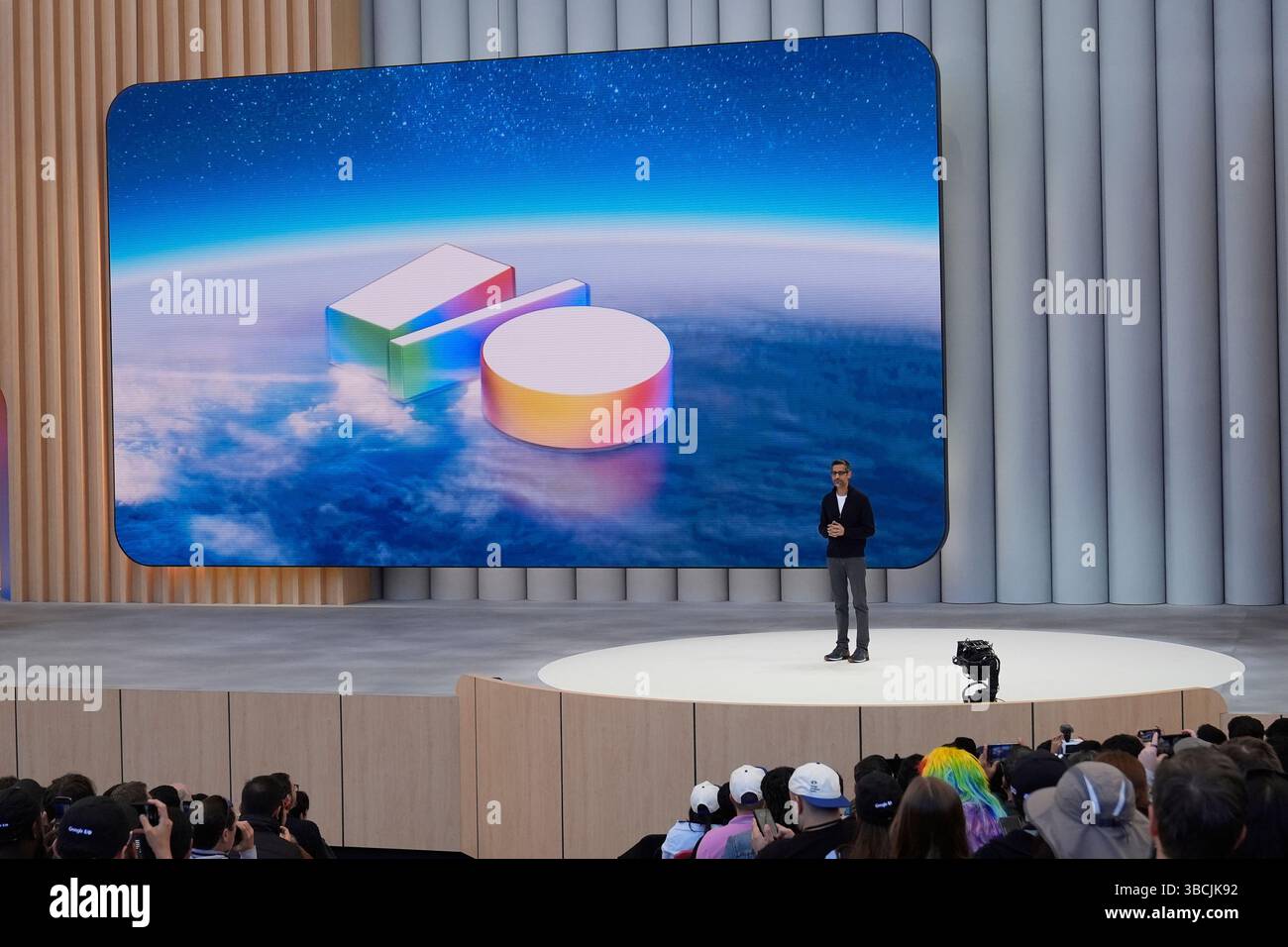 Alphabet CEO Sundar Pichai speaks at a Google I/O event in Mountain ...