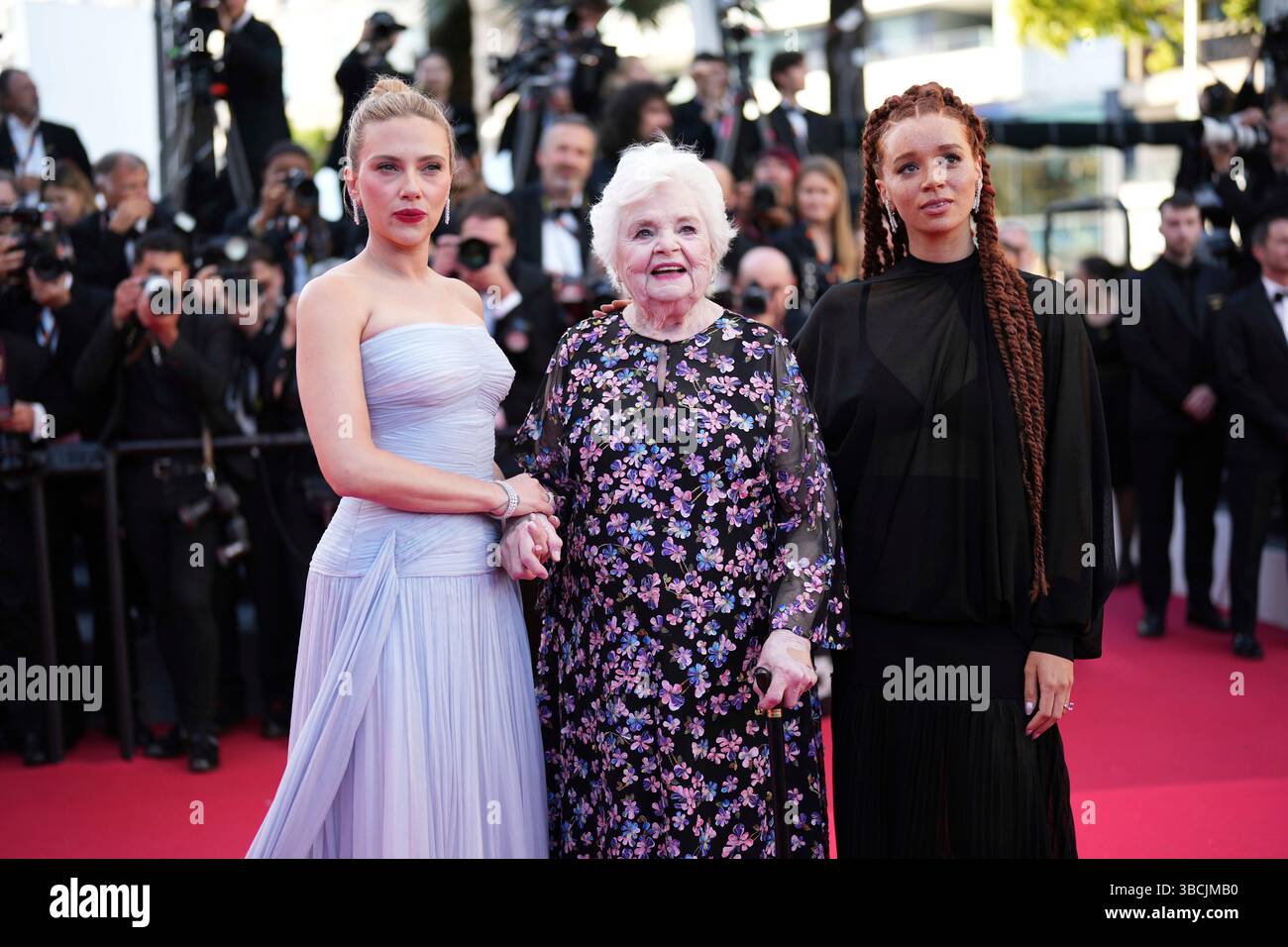 Scarlett Johansson, from left, June Squibb and Erin Kellyman pose for ...