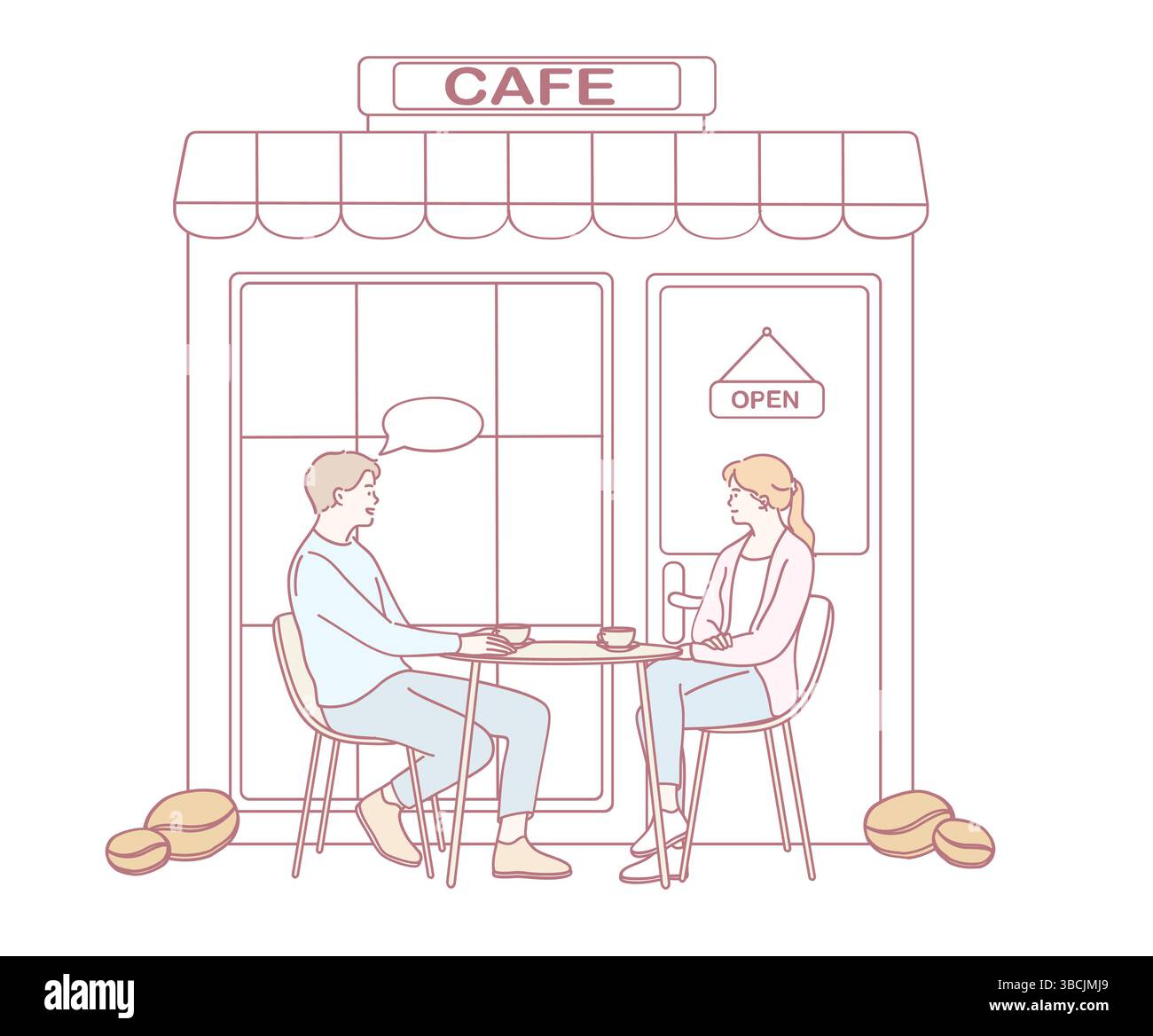 Cafe people outdoor coffee relaxed Stock Vector Images - Alamy
