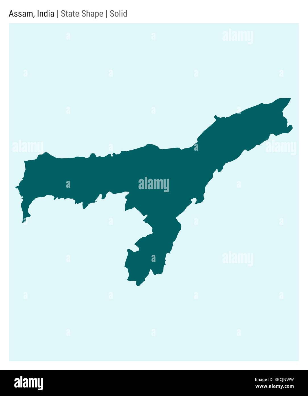 Assam, India. Simple vector map. State shape. Solid style. Border of ...