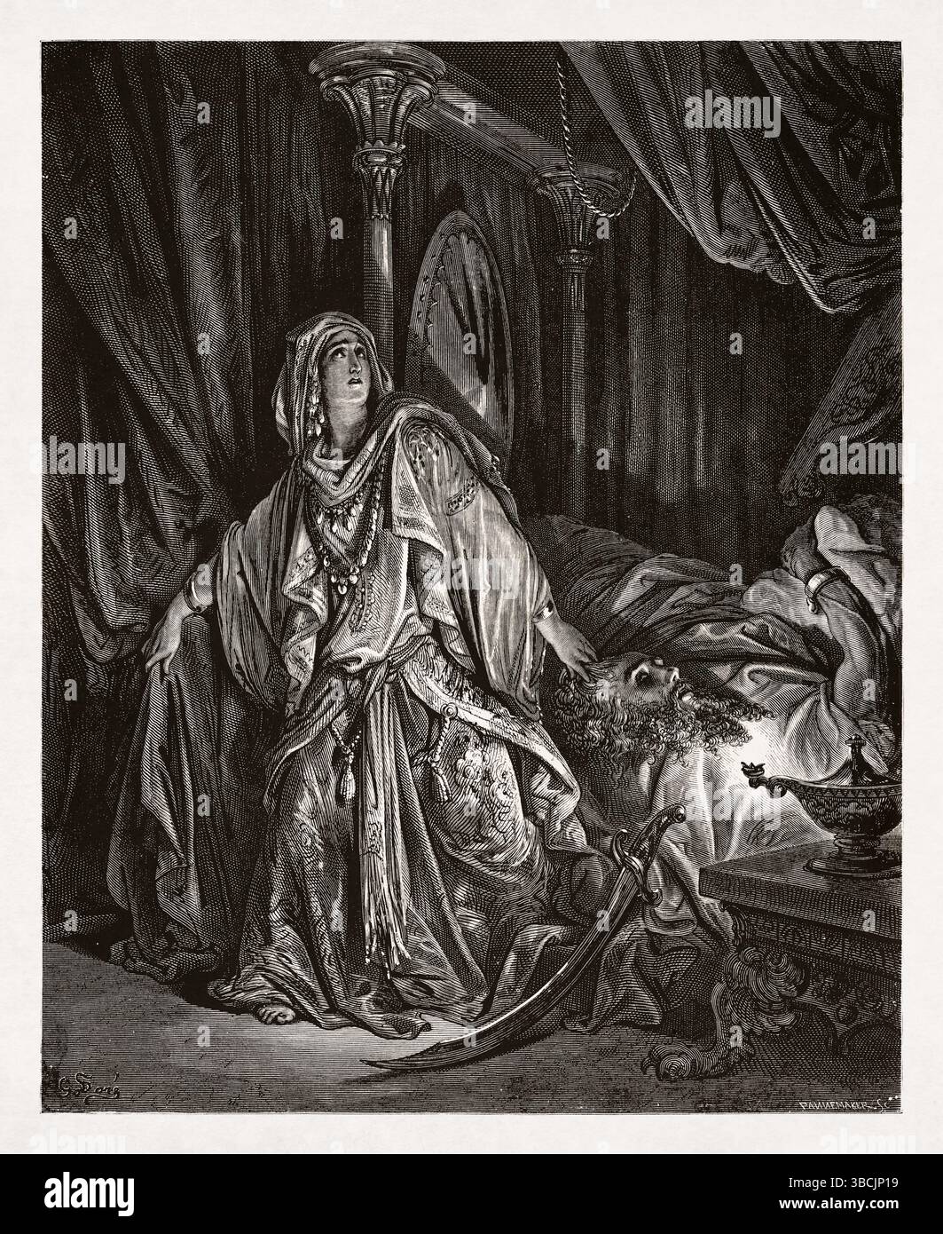 Engraving by Gustave Doré representing Judith Triumphing Over ...