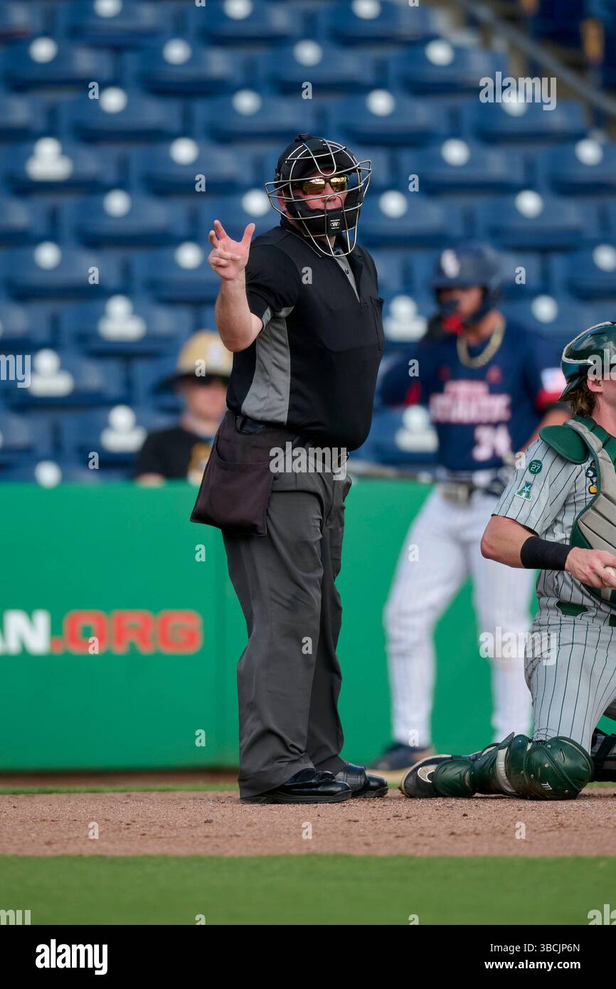 Umpire Blake Felix calls a strike during an an NCAA American Athletic ...