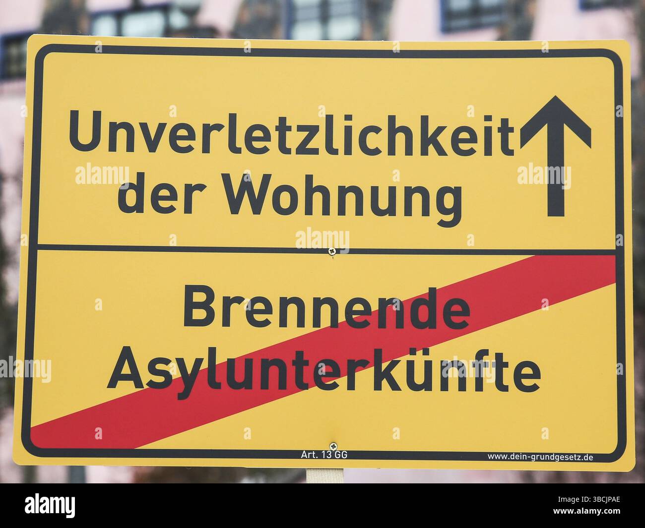 Inviolability of the home, Burning asylum centres Stock Photo - Alamy