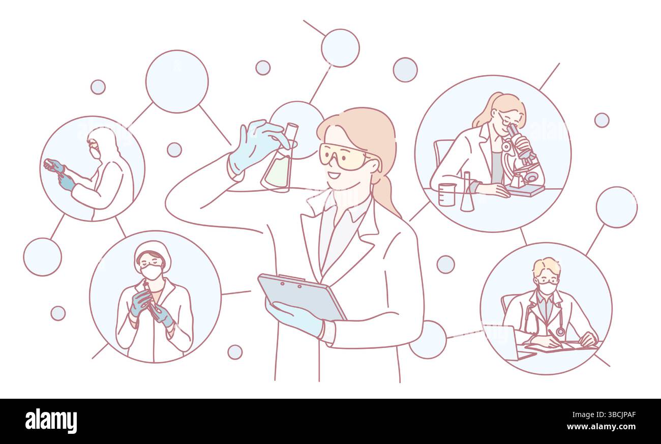 An engaging illustration of scientists conducting research and ...