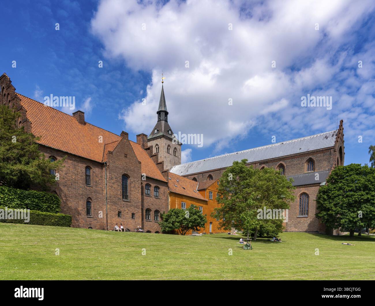 Odense, Denmark - 9 June, 2021: the city park and cathedral of Saint ...