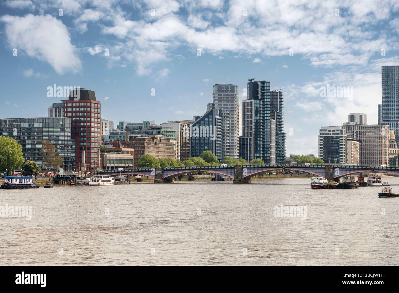 City of London Skyscrapers and Lambeth Bridge over the Thames River ...