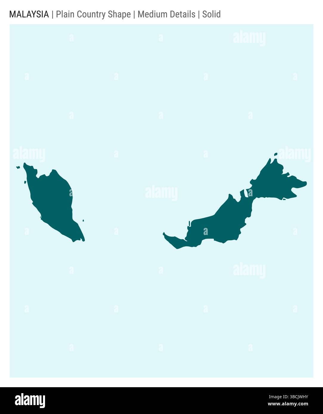 Malaysia plain country map. Medium Details. Solid style. Shape of ...