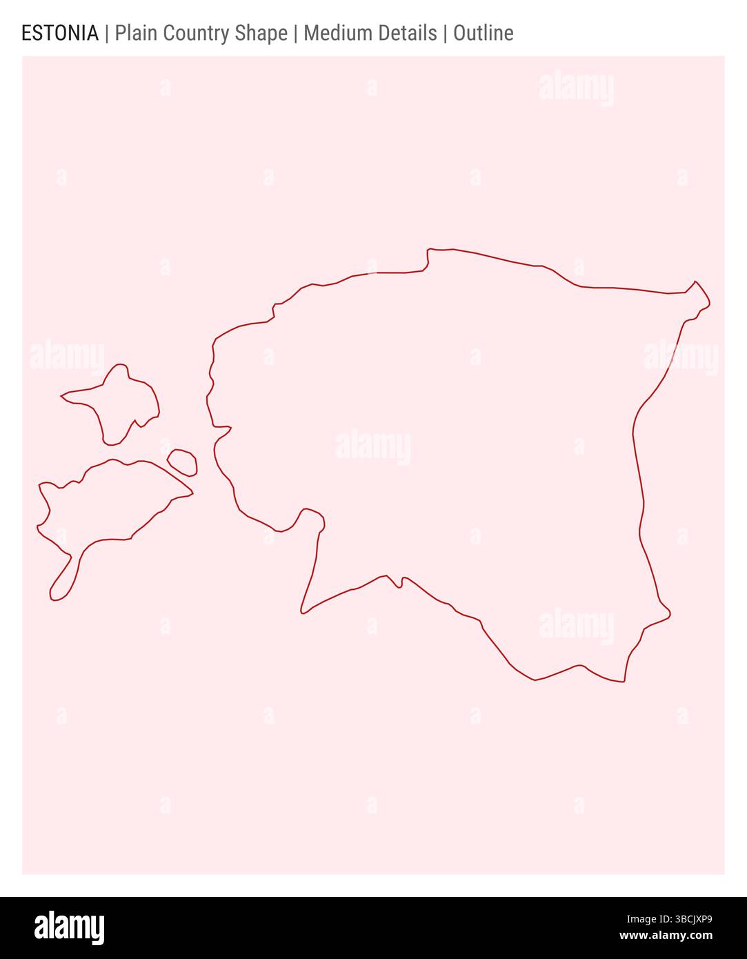 Estonia plain country map. Medium details. Outline style. Shape of ...
