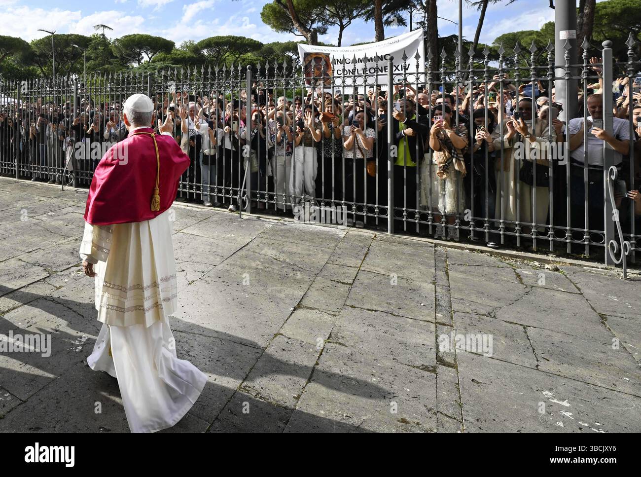 Rome, Italy. 20th May, 2025. Pope Leo XIV visits the Basilica of St Paul outside the Walls (San ...