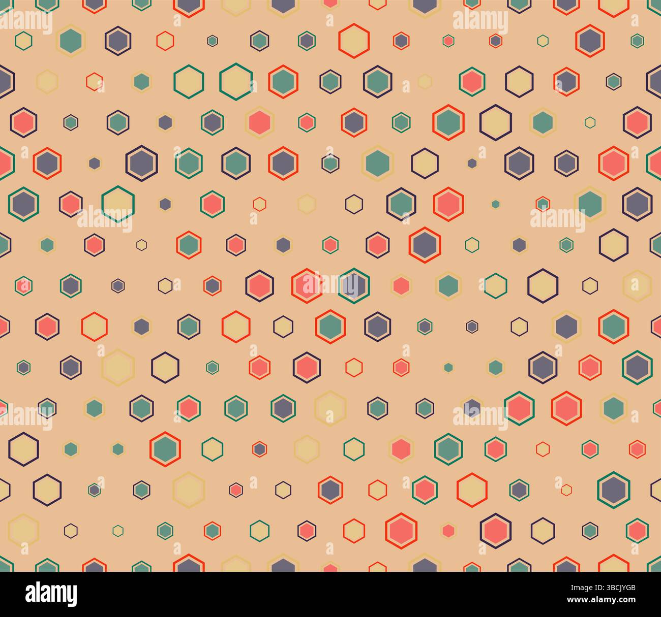 Honeycomb hexagon cells background. Multicolored geometric elements of varied size. Hexagon bold ...