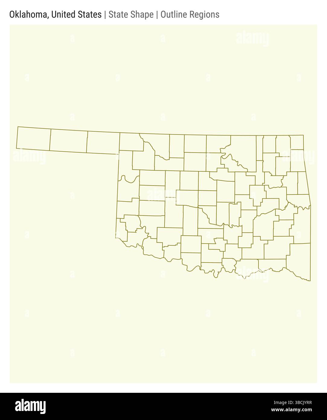 Oklahoma, United States. Simple vector map. State shape. Outline ...