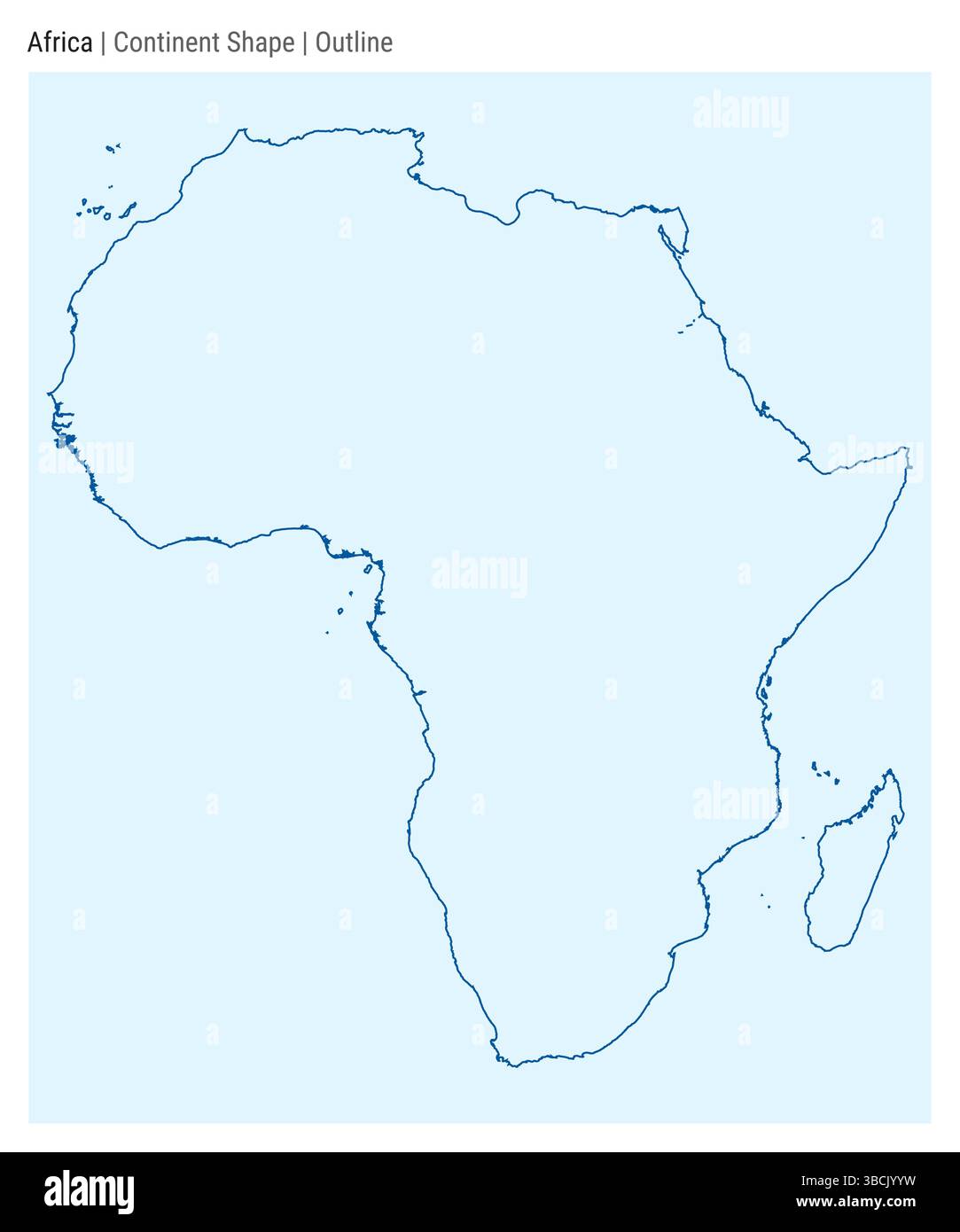 Africa. Simple vector map. Continent shape. Outline style. Border of ...