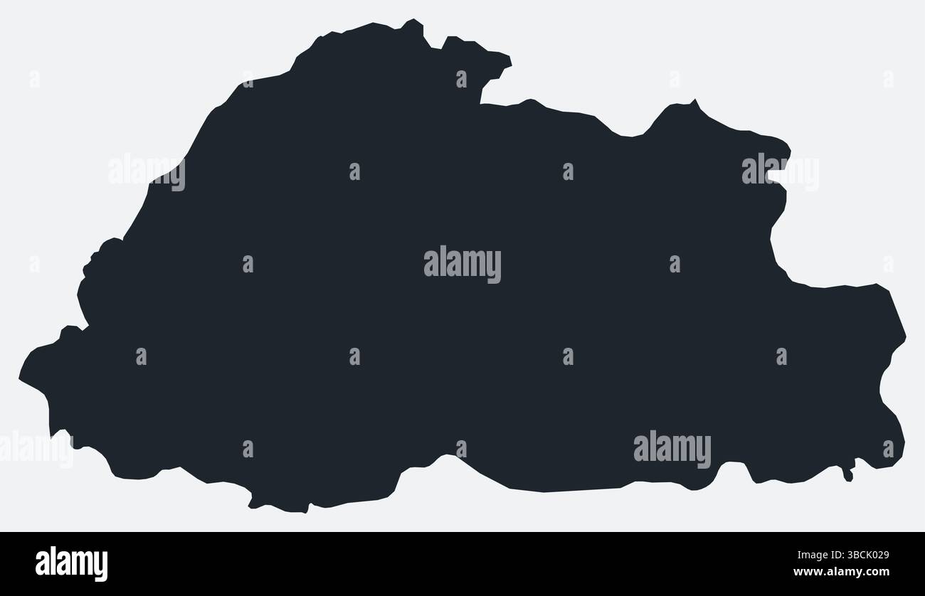 Bhutan map. Just a simple border map. Shape of the country. Flat blank ...
