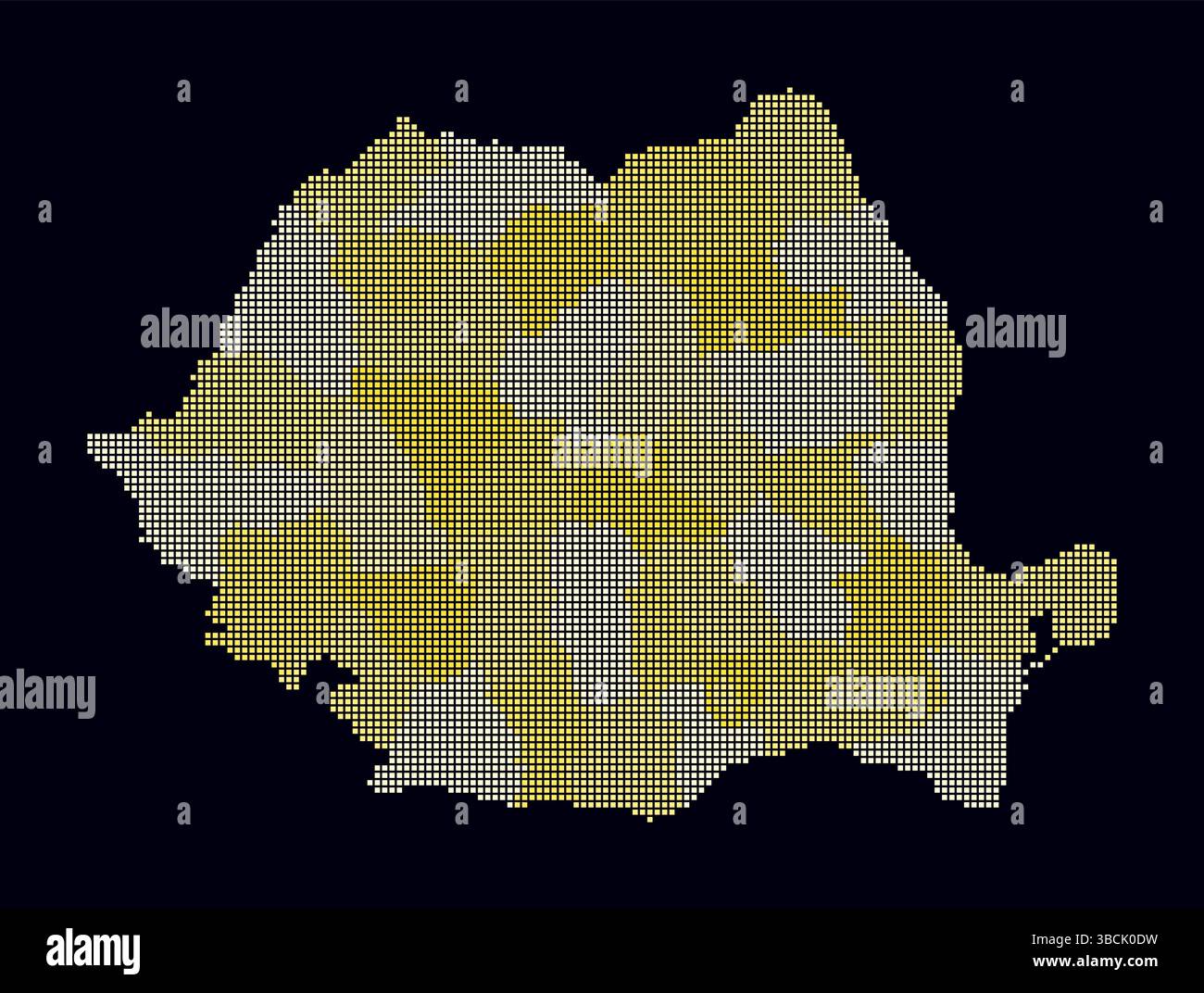 Romania dotted map. Digital style map of the country on dark background ...