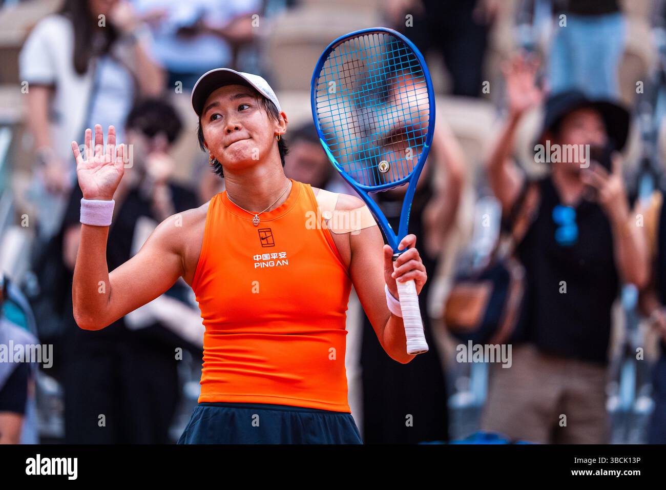 Xiyu WANG of China during the qualifying of the Roland-Garros 2025 ...