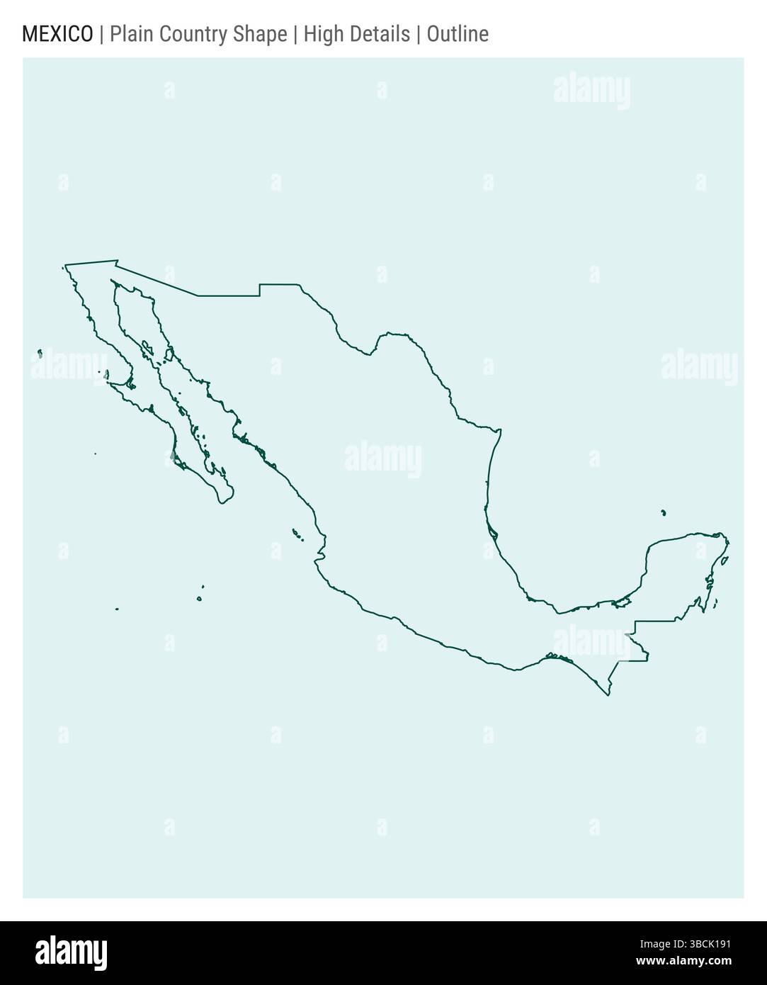 Mexico plain country map. High Details. Outline style. Shape of Mexico. Vector illustration ...
