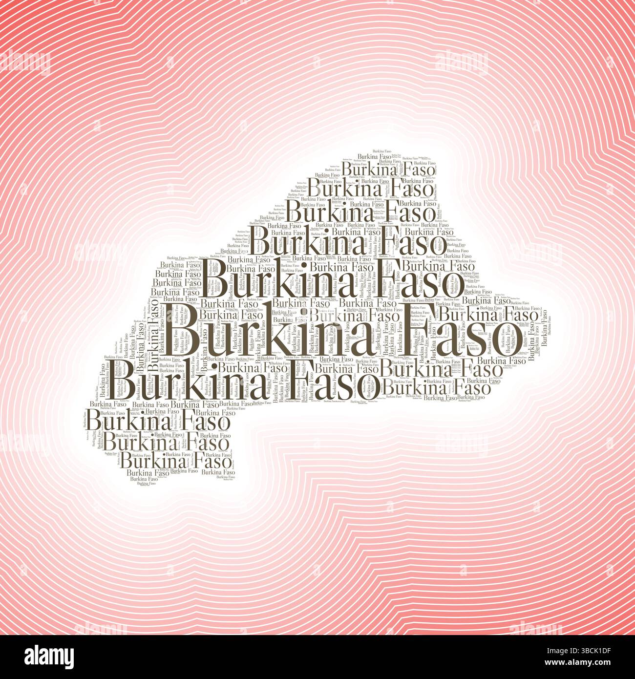 Burkina Faso shape formed by country name in multiple languages ...