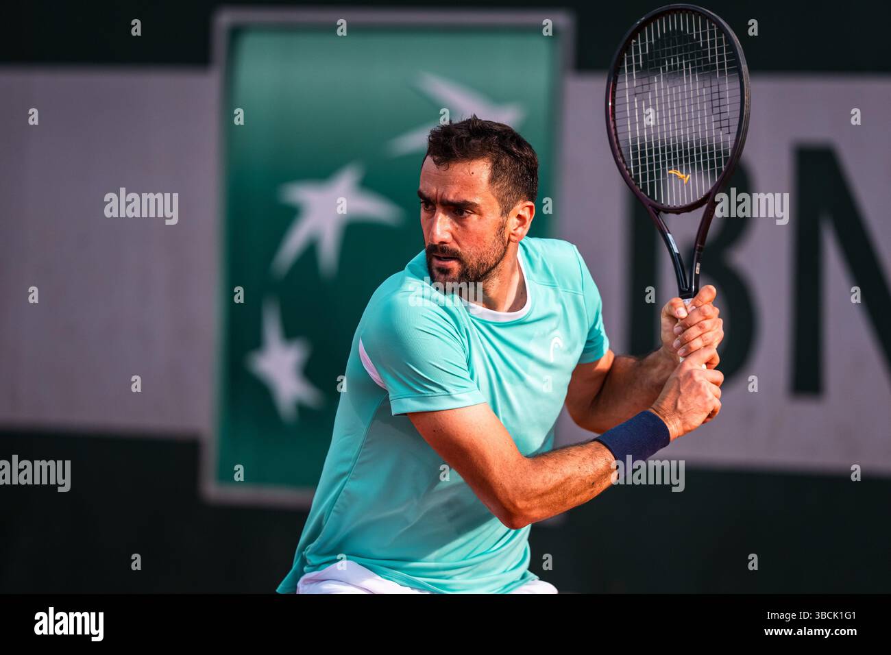 Marin CILIC of Croatia during the qualifying of the Roland-Garros 2025, French Open, Grand Slam ...