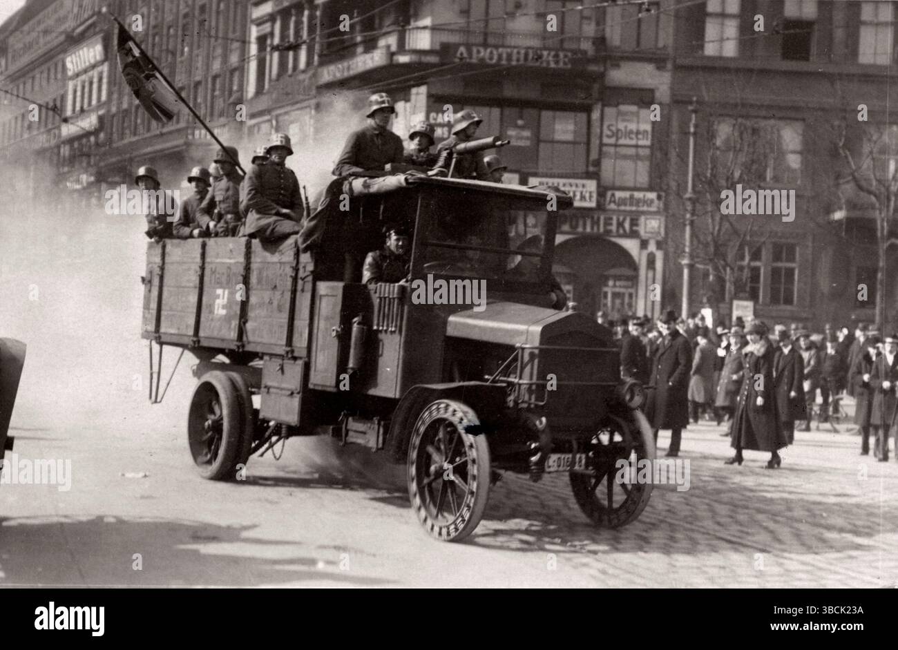 Pro-Kapp soldiers in an armoured car in Berlin during teh Kapp Putsch ...