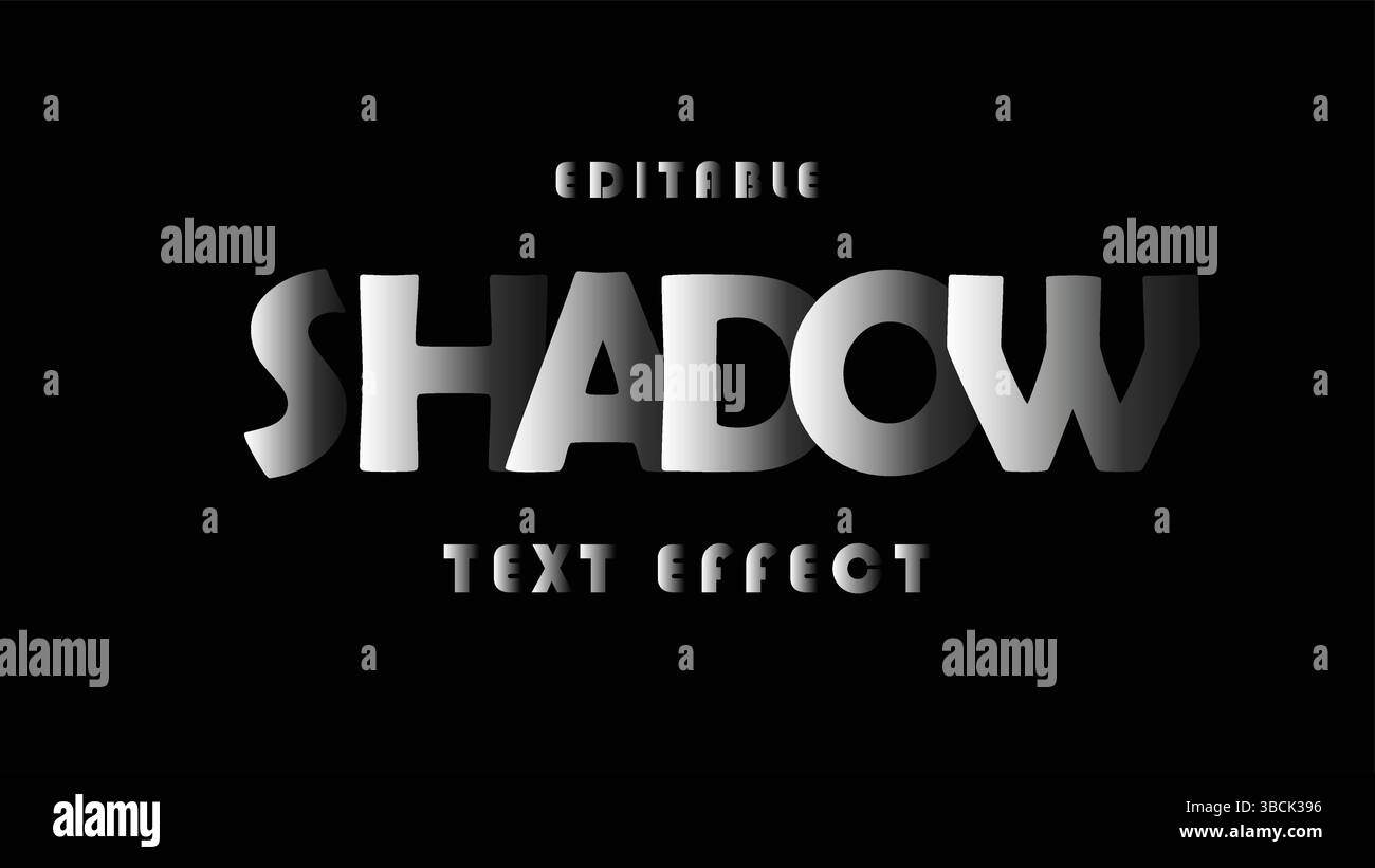 Editable 3D Shadow Text Effect on Black Background Stock Vector Image ...