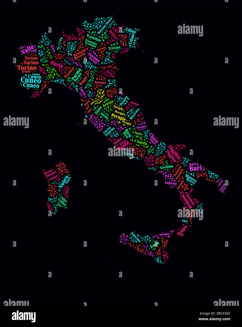 Italy Word Cloud. Region names of the country in the Italian language ...