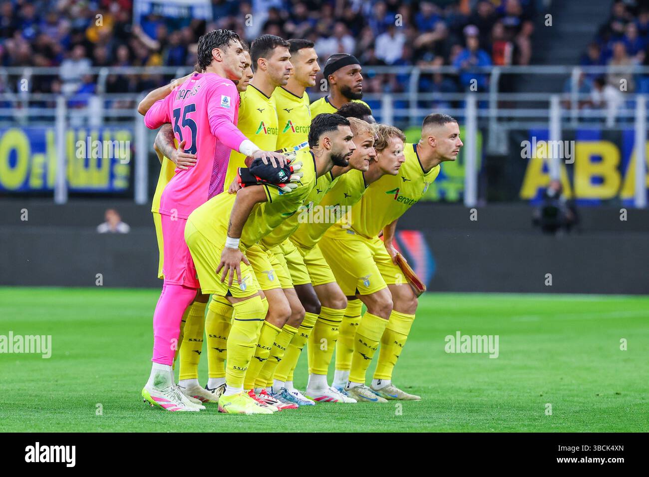 Milan, Italien. 18th May, 2025. SS Lazio players line up during Serie A ...