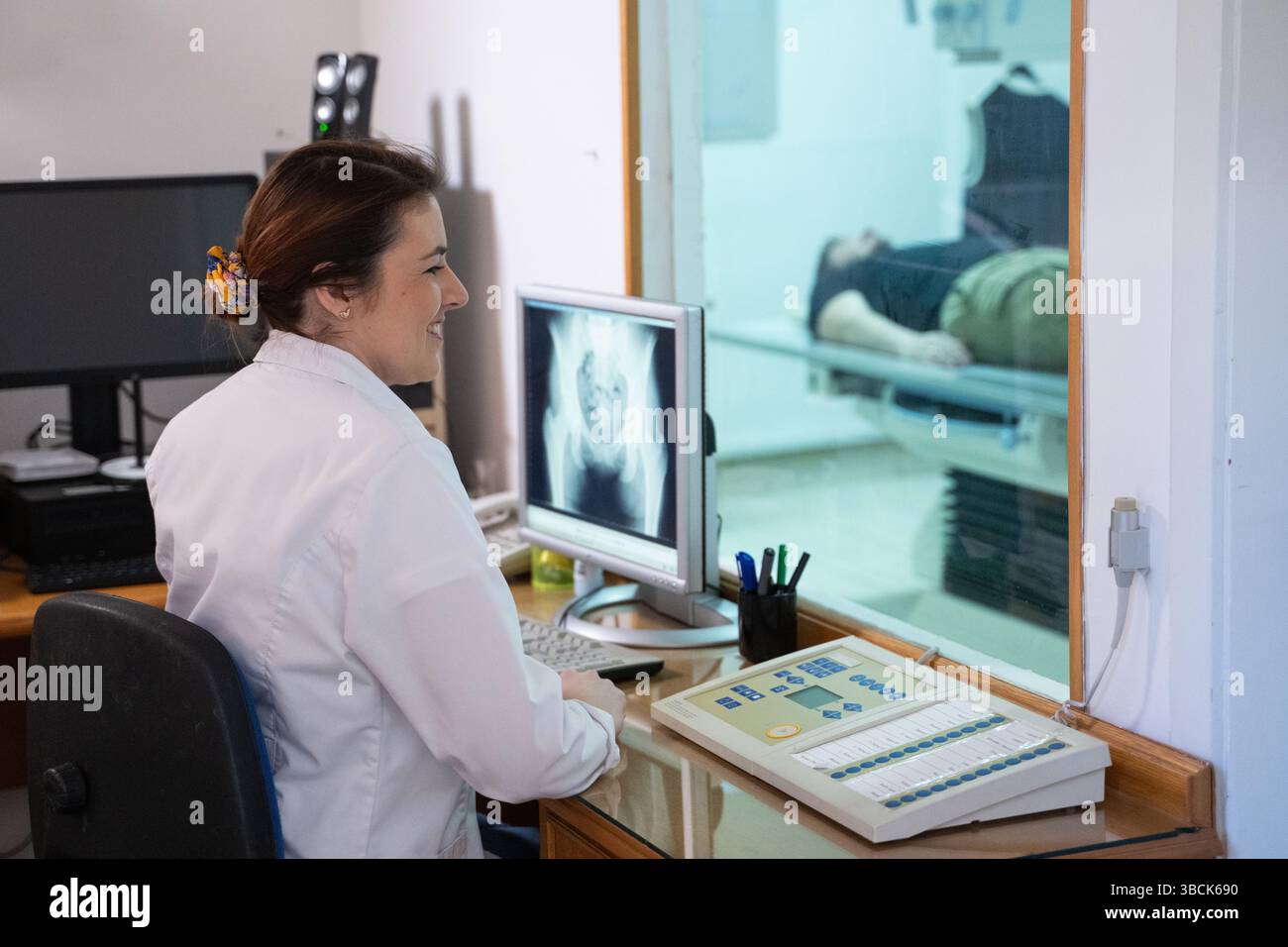 Radiologist Analyzing X-Ray Scans in a Medical Imaging Room Stock Photo ...