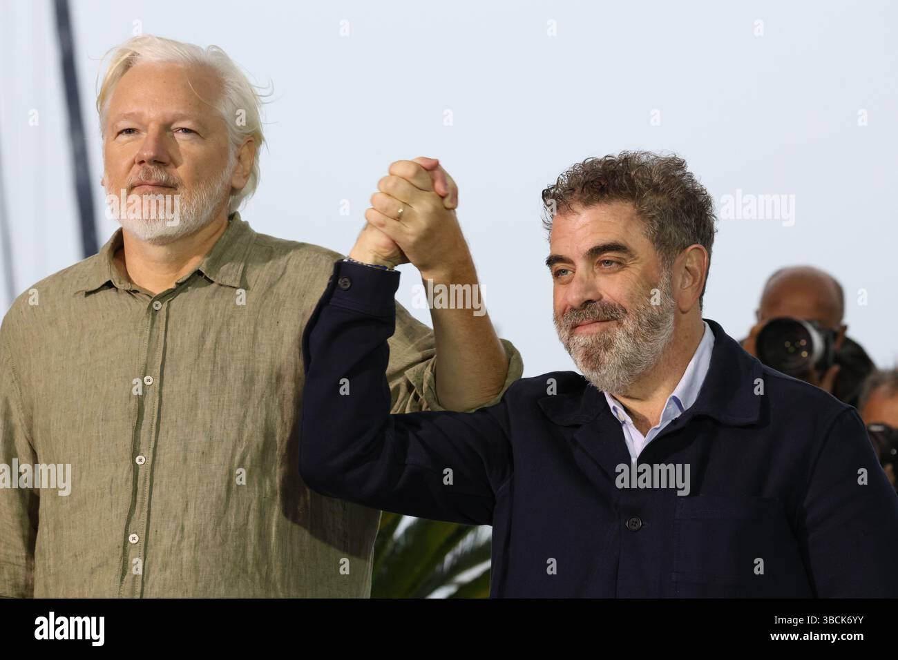 Cannes, France. 20th May, 2025. Julian Assange and Eugene Jarecki ...