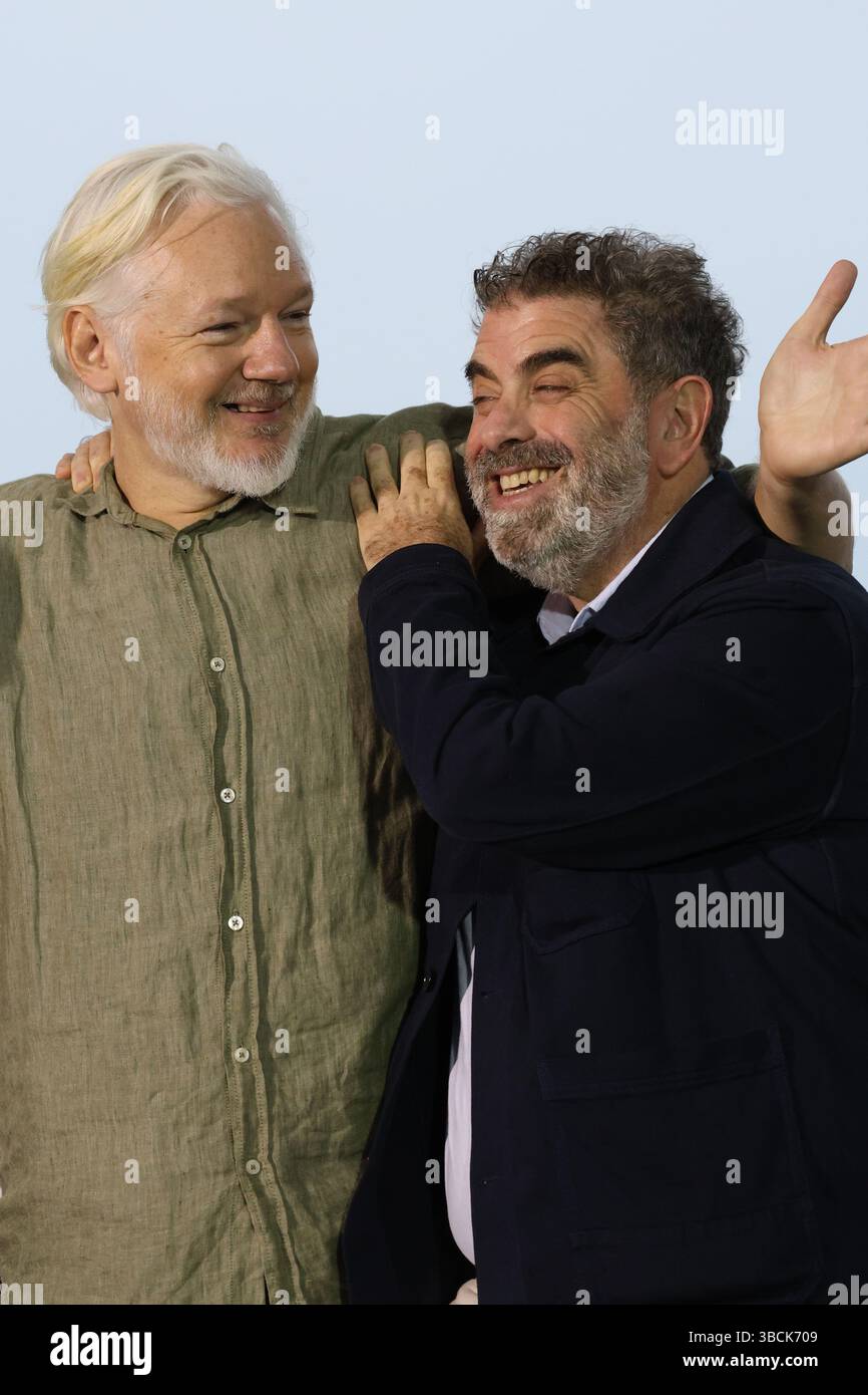 Cannes, France. 20th May, 2025. Julian Assange and Eugene Jarecki ...