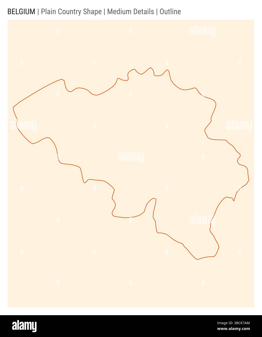 Belgium plain country map. Medium details. Outline style. Shape of ...