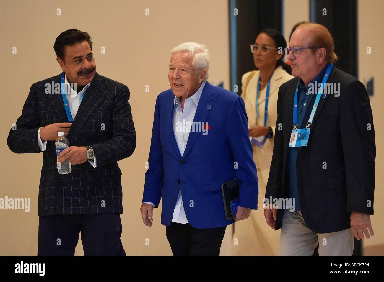 Jacksonville Jaguars owner Shahid Khan, from left, New England Patriots ...