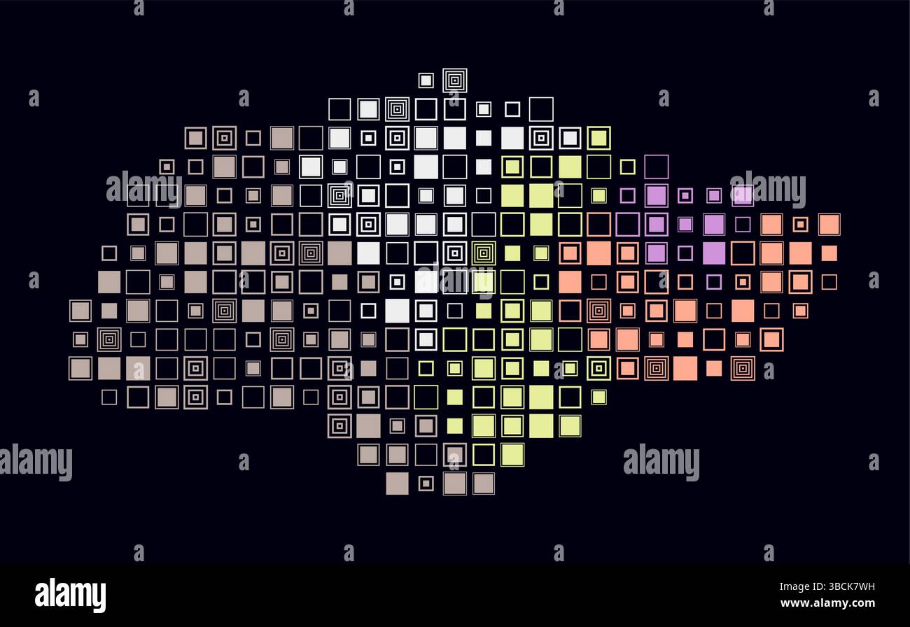 Singapore, shape of the country build of colored cells. Digital style ...