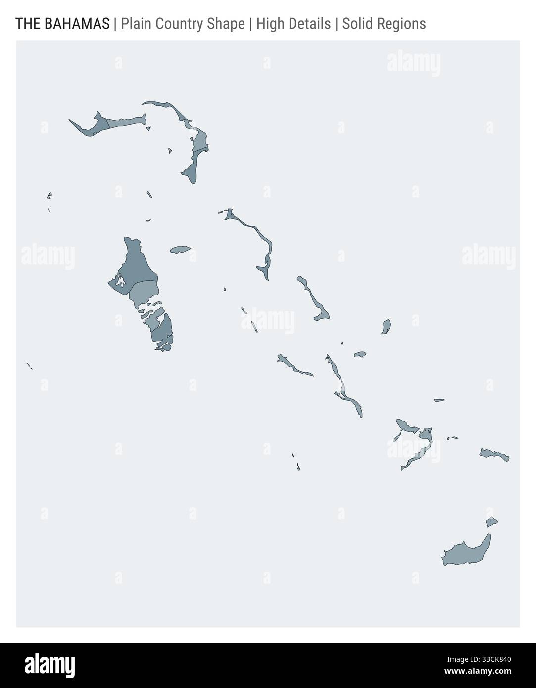 Bahamas plain country map. High Details. Solid Regions style. Shape of ...
