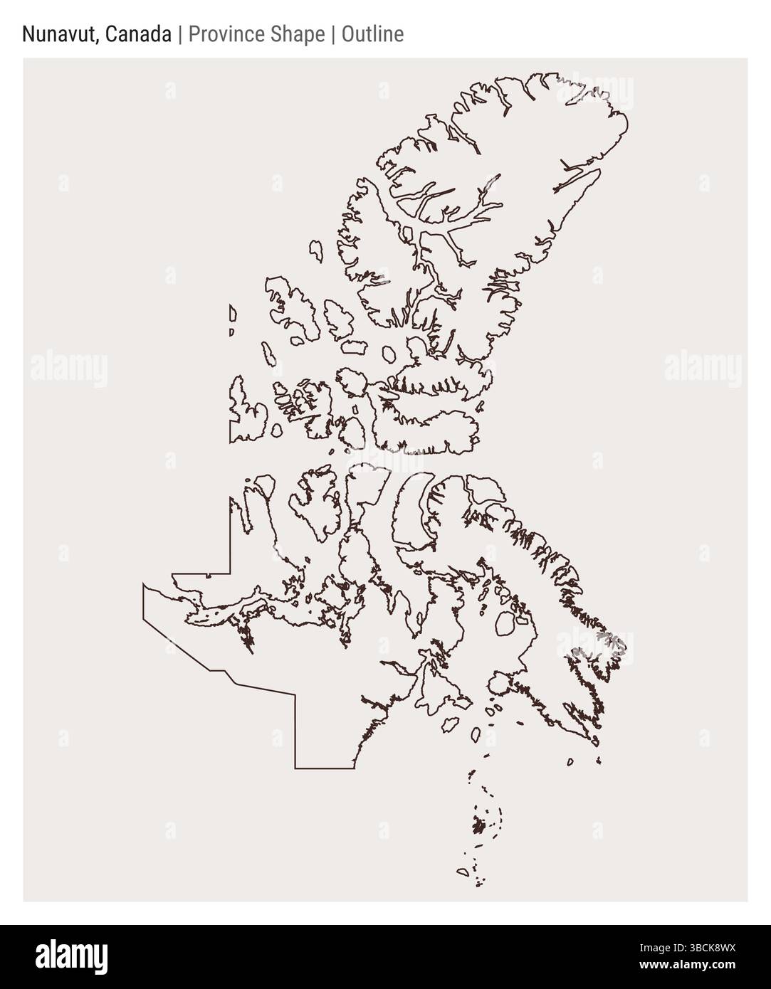 Nunavut, Canada. Simple vector map. Province shape. Outline style ...